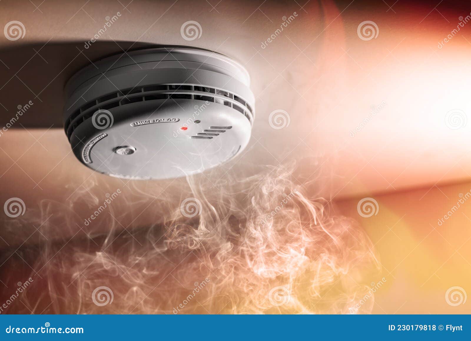 Smoke Detector and Interlinked Fire Alarm in Action Background Stock ...
