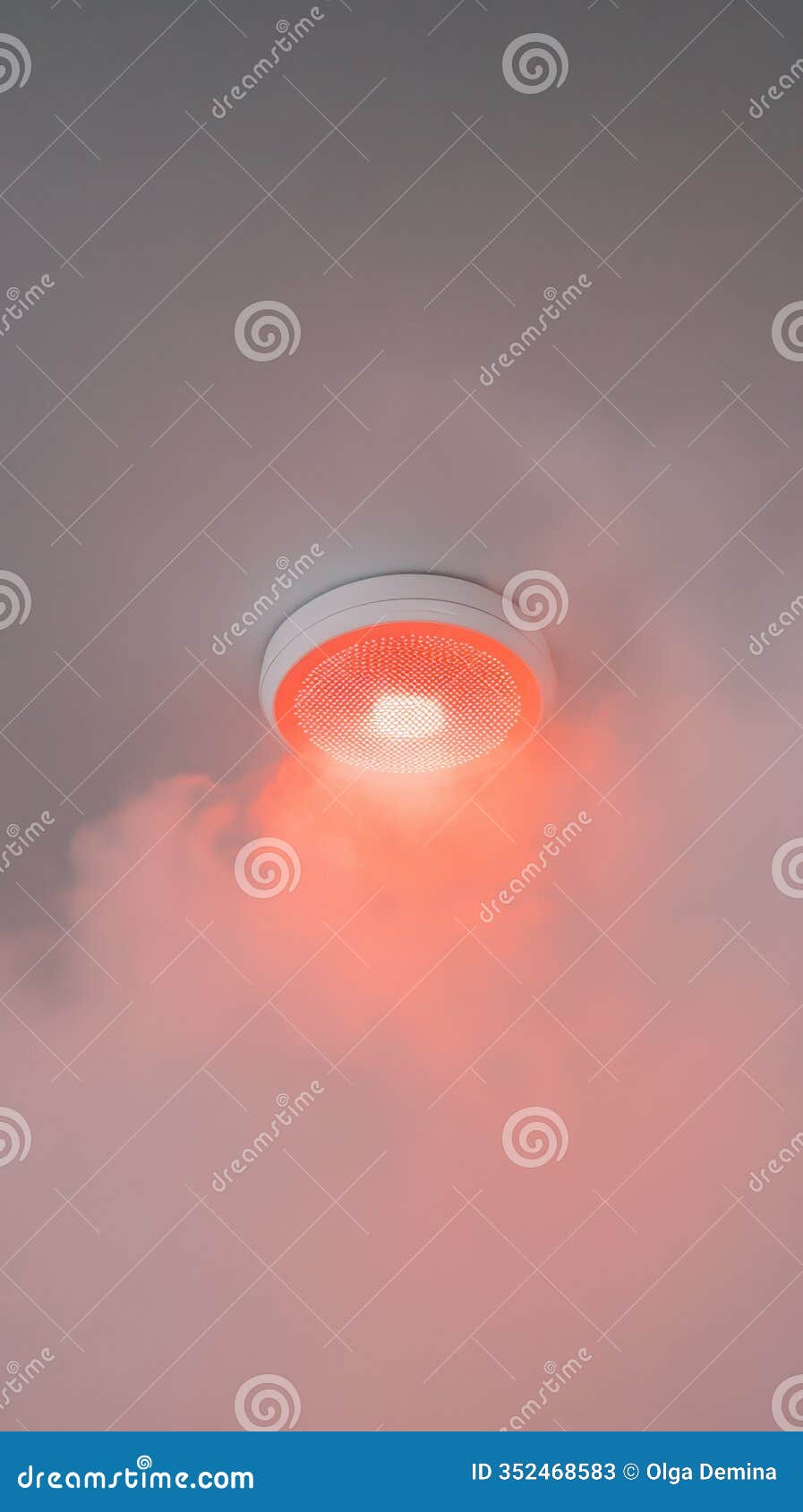 Smoke Detector Issuing Warning with Red Flashing Light and Sound Stock ...