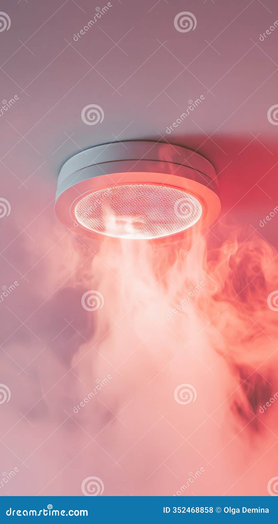 Smoke Detector Sensing Smoke and Turning Red during Fire Alarm Stock ...