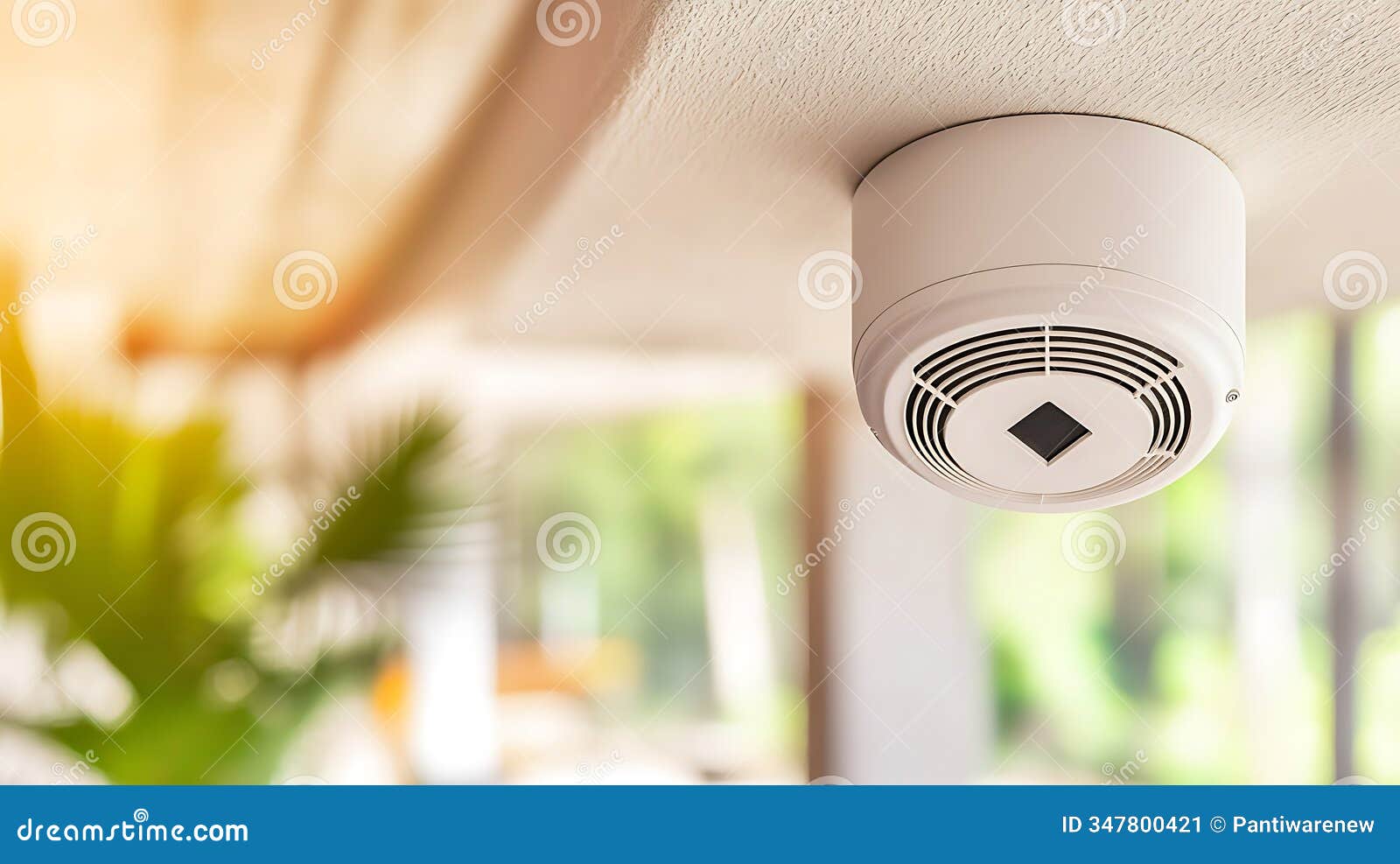 Smoke Detector Mounted on Ceiling in Modern Interior Stock Illustration ...