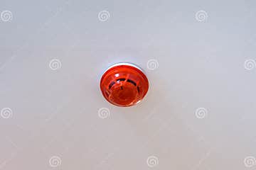 Smoke Detector with Plastic Cap Cover Mounted on Ceiling of the ...