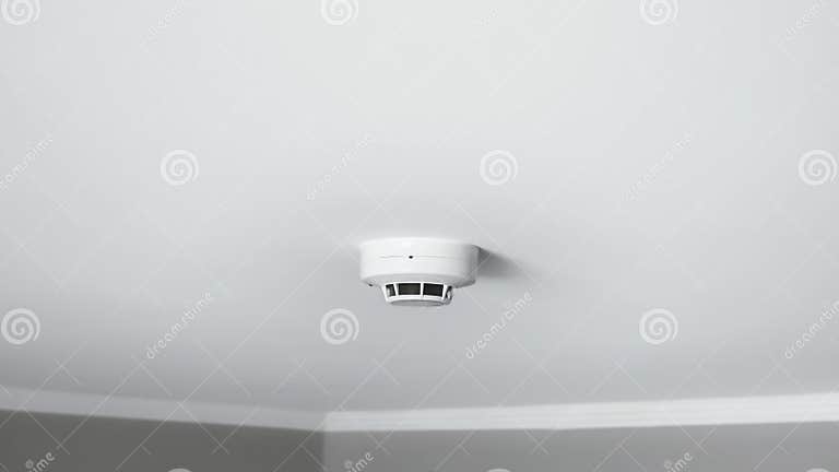 Smoke Detector Sensor on Ceiling Stock Image - Image of technology ...