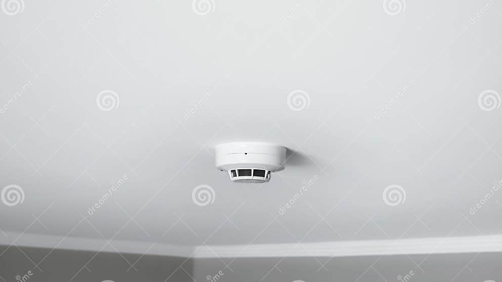 Smoke Detector Sensor on Ceiling Stock Image - Image of technology ...