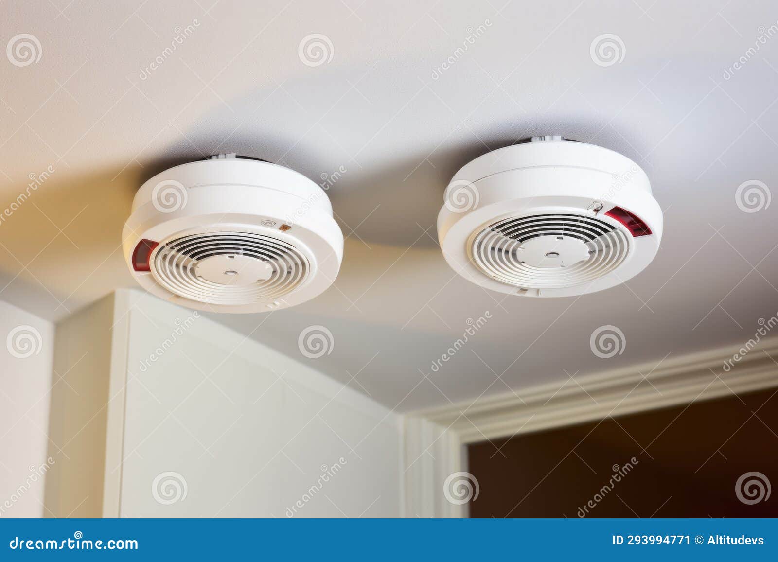 Smoke Detectors Installed on a Ceiling Stock Image - Image of ...