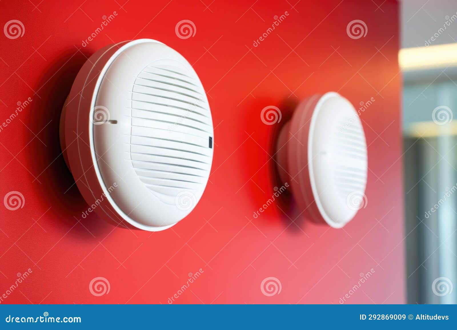 Smoke Detectors on a Modern Wall Stock Image - Image of security, wall ...
