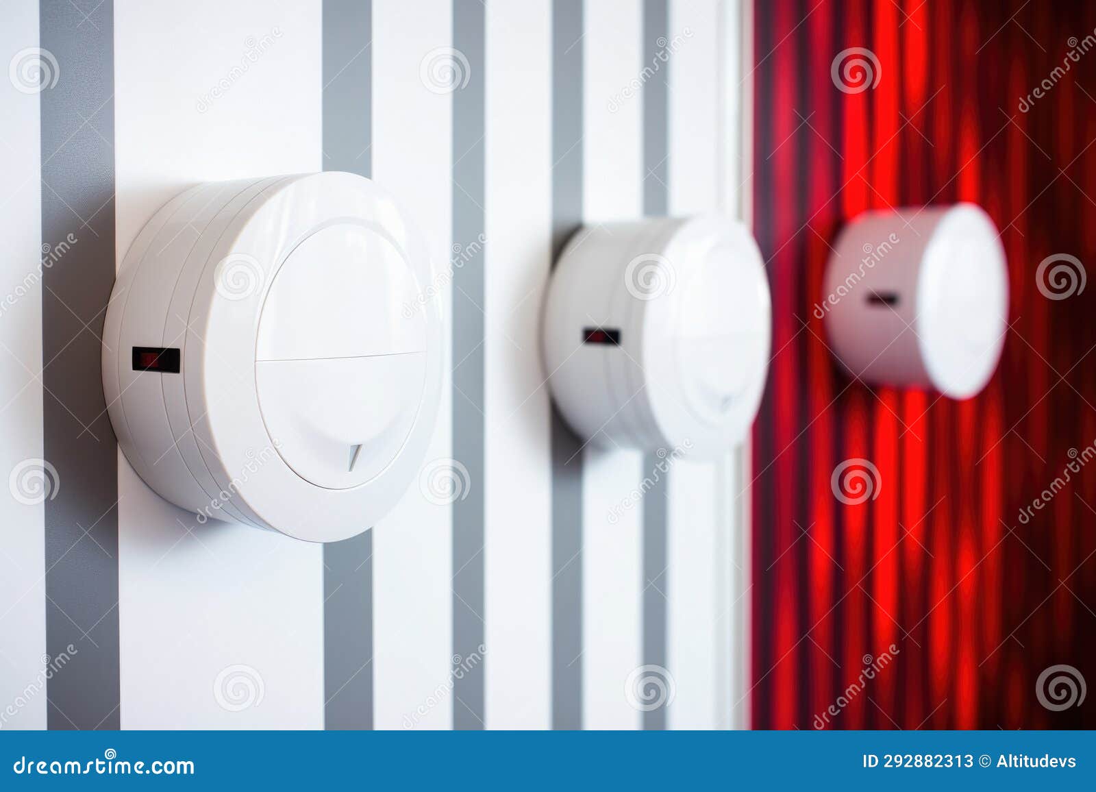 Smoke Detectors on a Modern Wall Stock Image - Image of wall, fire ...