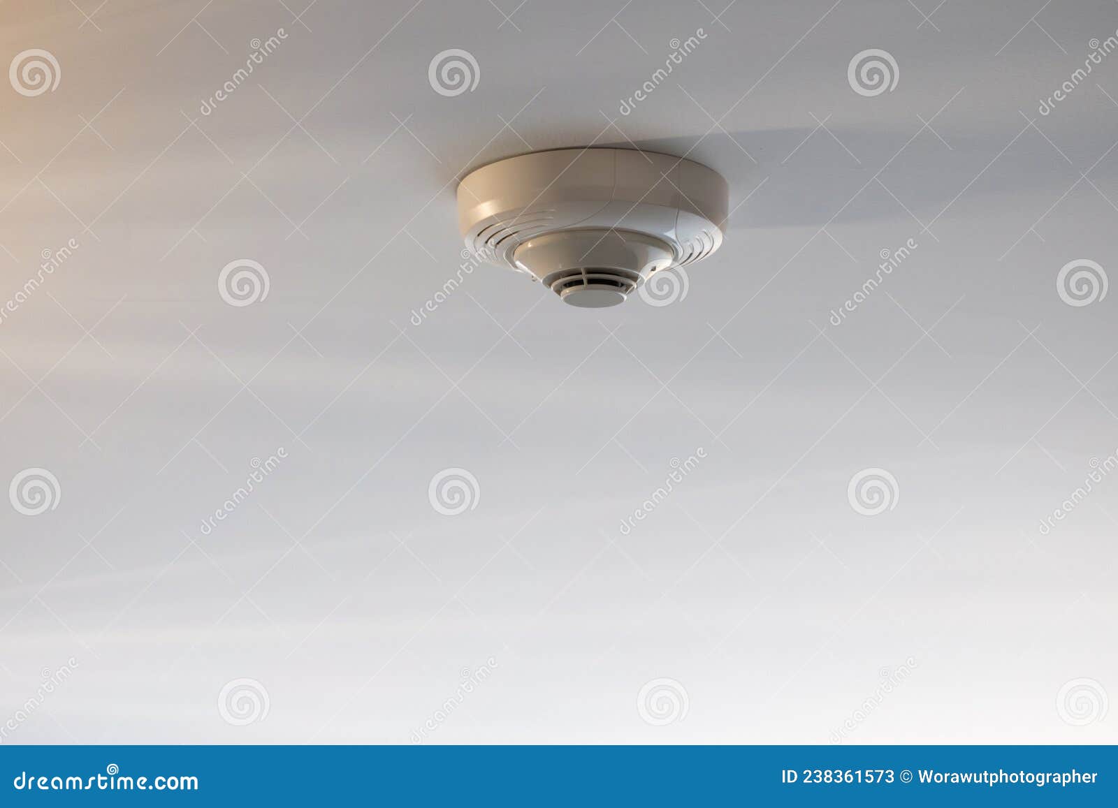 Smoke Detectors are Mounted on a White Ceiling. Stock Image - Image of ...