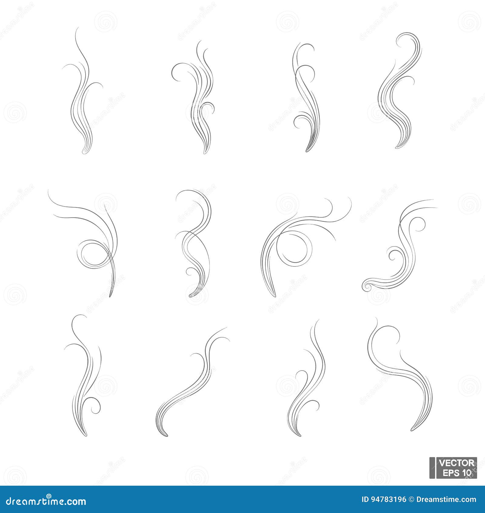 Smoke drawn lines set stock vector. Illustration of idea - 94783196