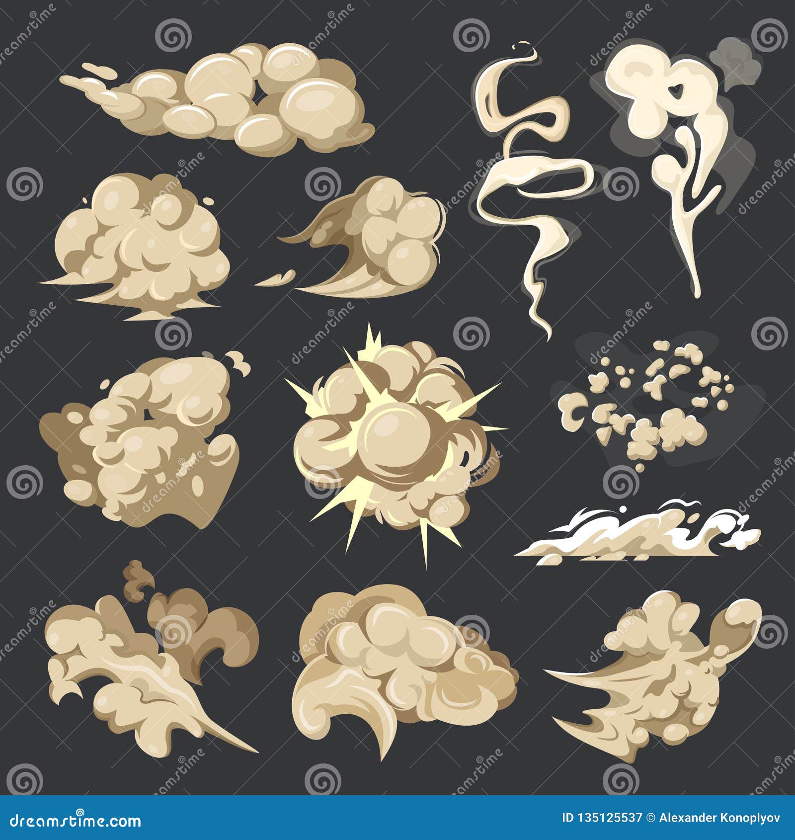 Cloud Of Dust With Dirt Particles. Realistic Dirty Smoke Texture On ...