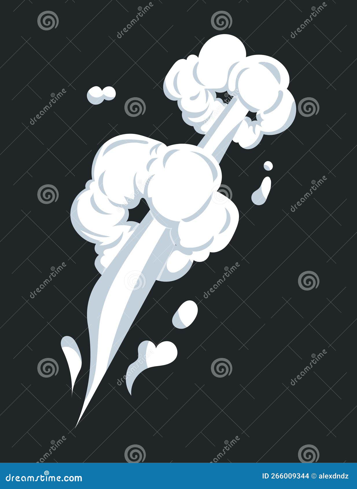 Smoke Effect with Cloud Explosions and Moving Wind Trail. Stock Vector ...