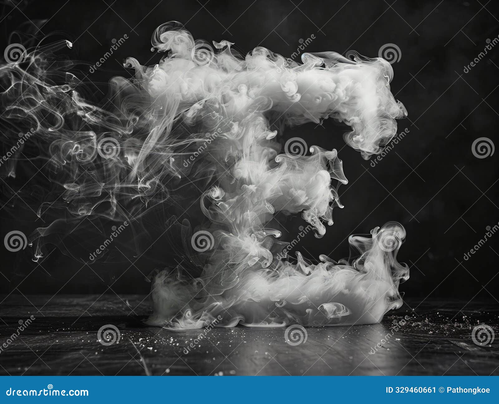 Smoke Effect Gray Alphabet on Black Background. Letter E. AI Generated ...