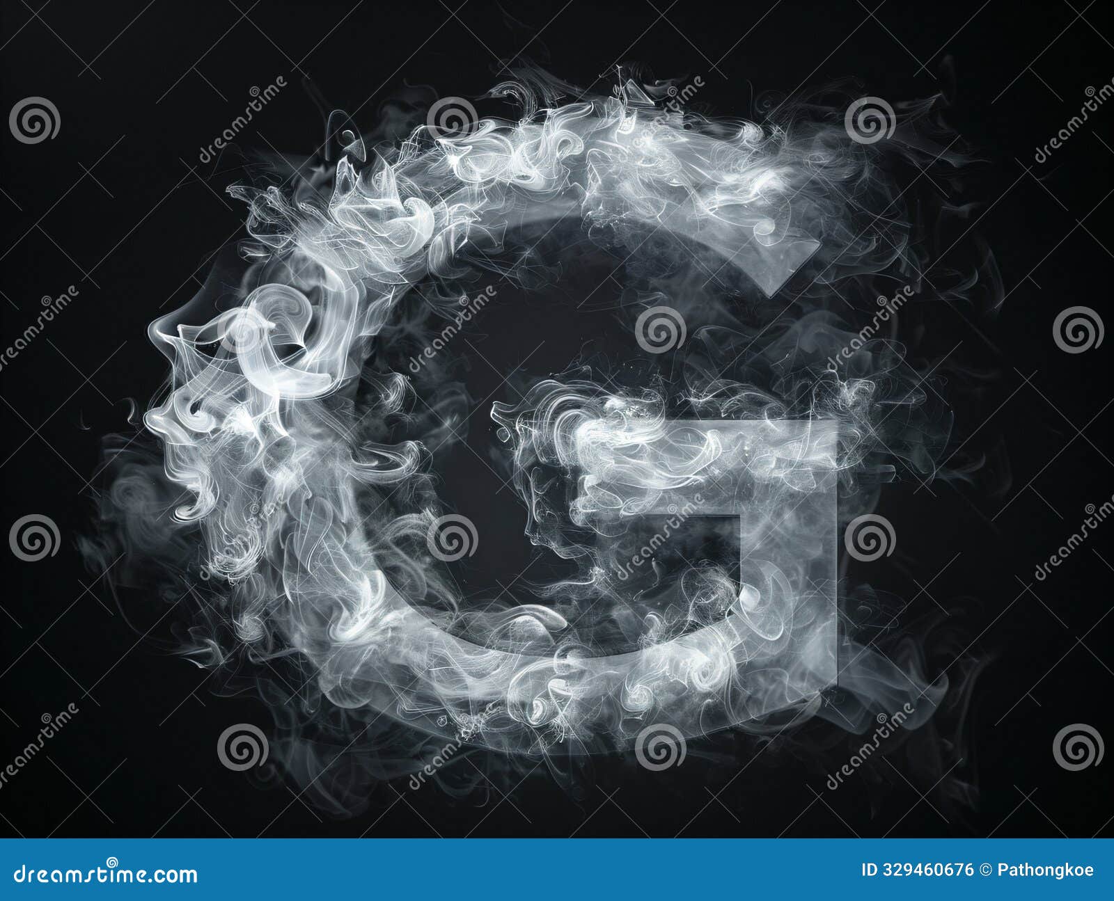Smoke Effect Gray Alphabet on Black Background. Letter G. AI Generated ...