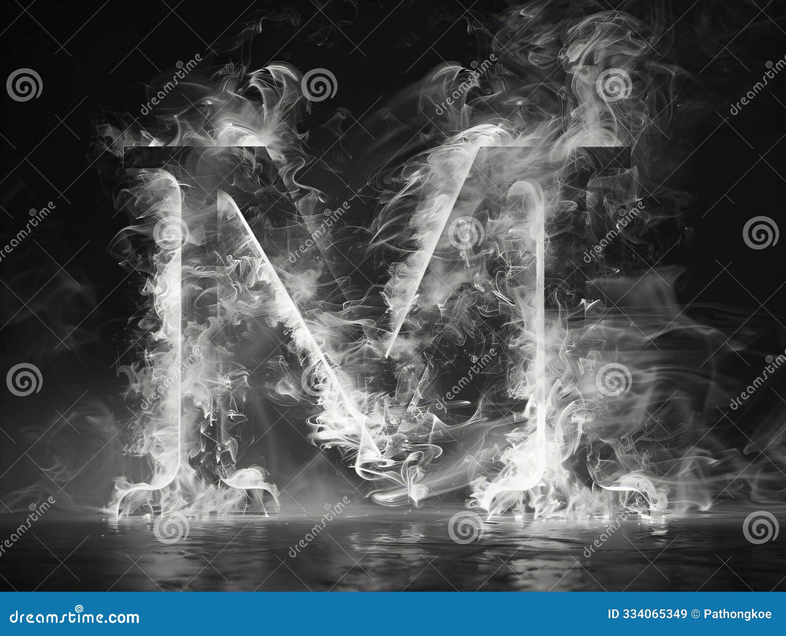 Smoke Effect Gray Alphabet on Black Background. Letter M Stock ...