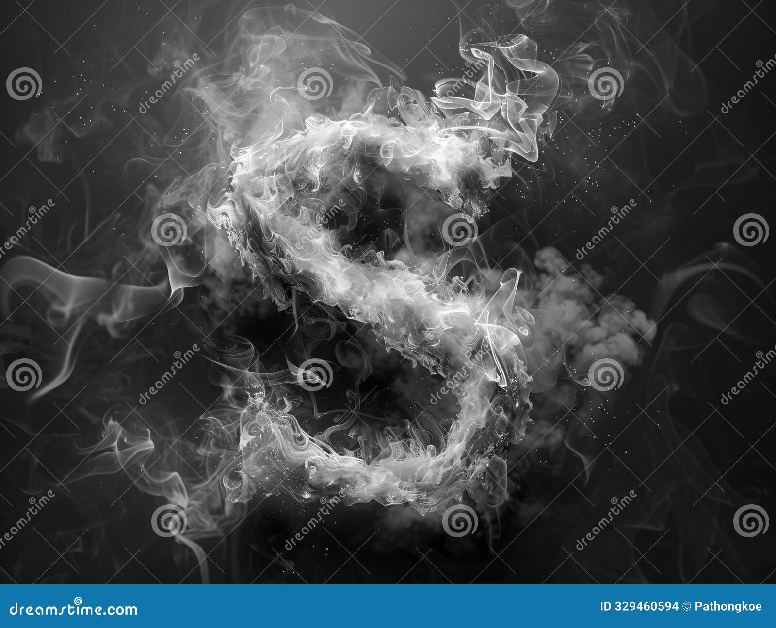 Smoke Effect Gray Alphabet on Black Background. Letter S. AI Generated ...