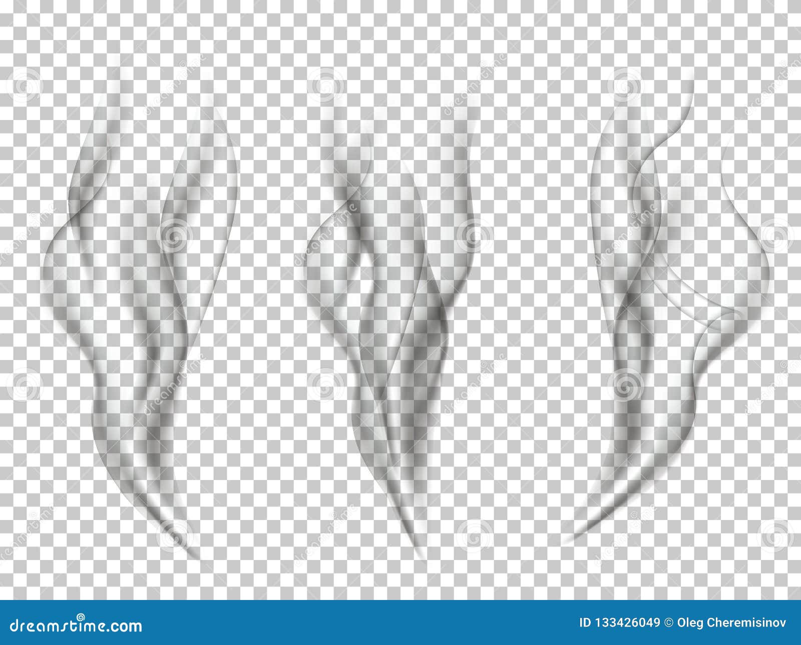Smoke Effect Set. Vector Smoke Effects on Transparent Background. Stock ...