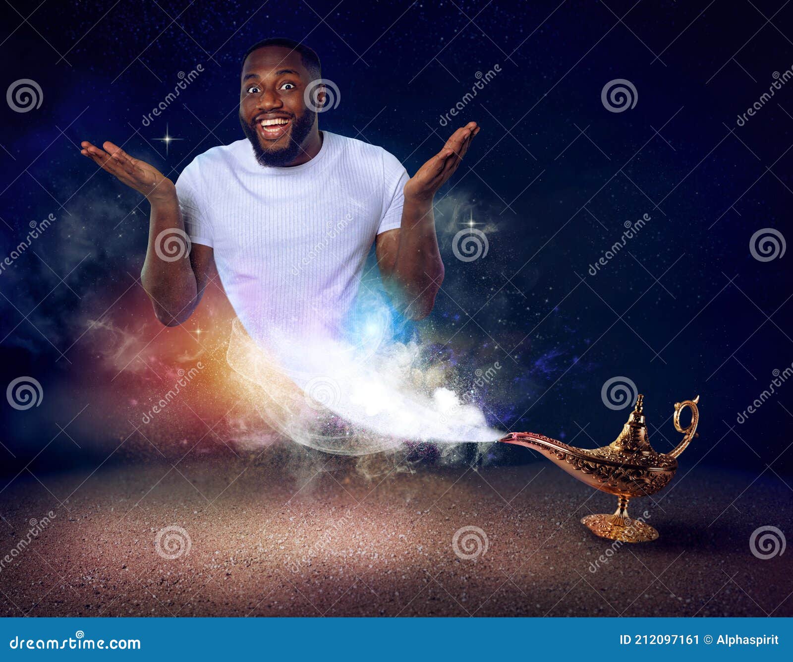 Ancient Aladdin's Magic Lamp. Silver Genie Lamp On Wooden Table. Old ...