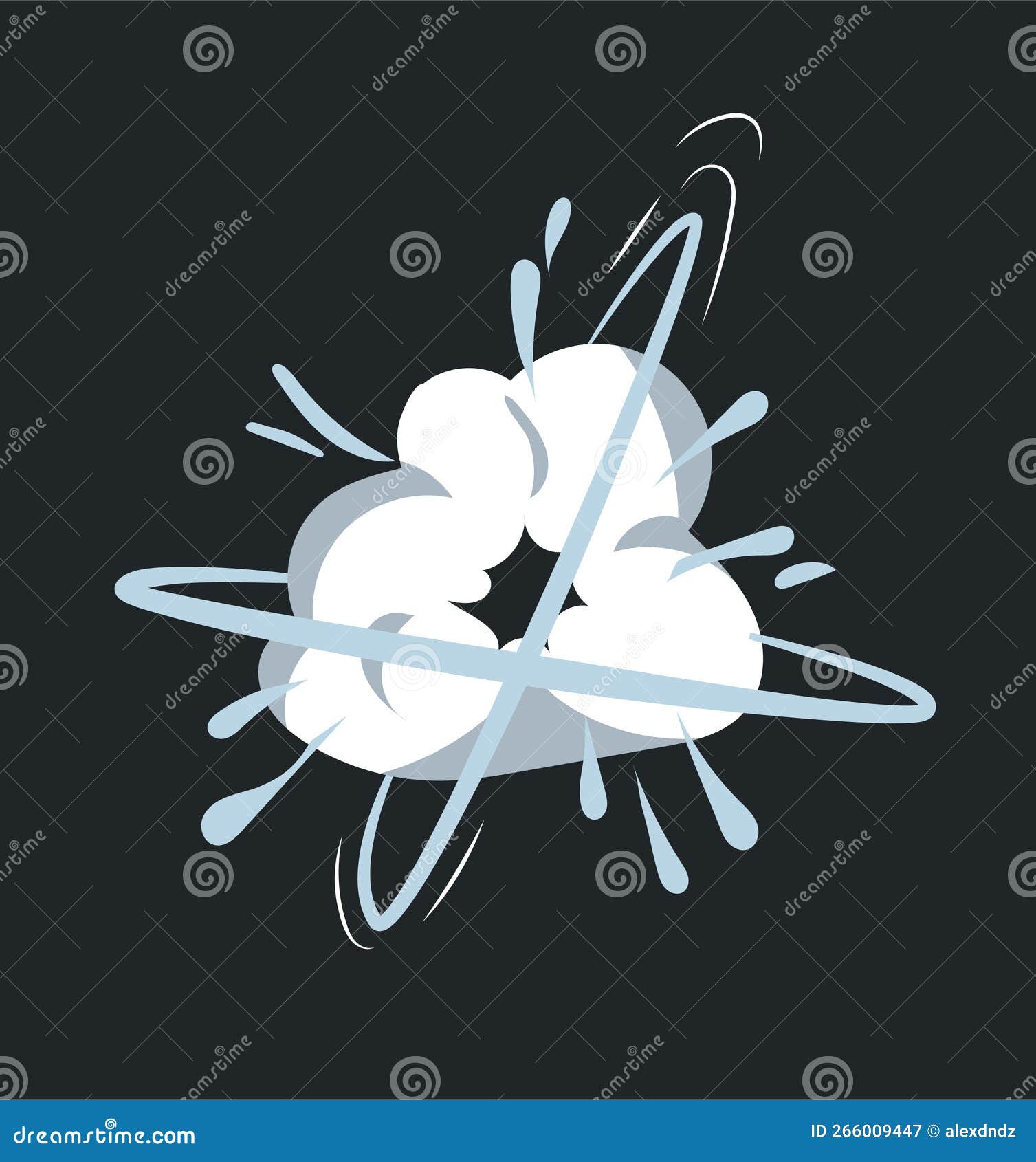 Smoke Explosion Effect of White Cloud with Wind Trail and Drops. Stock ...