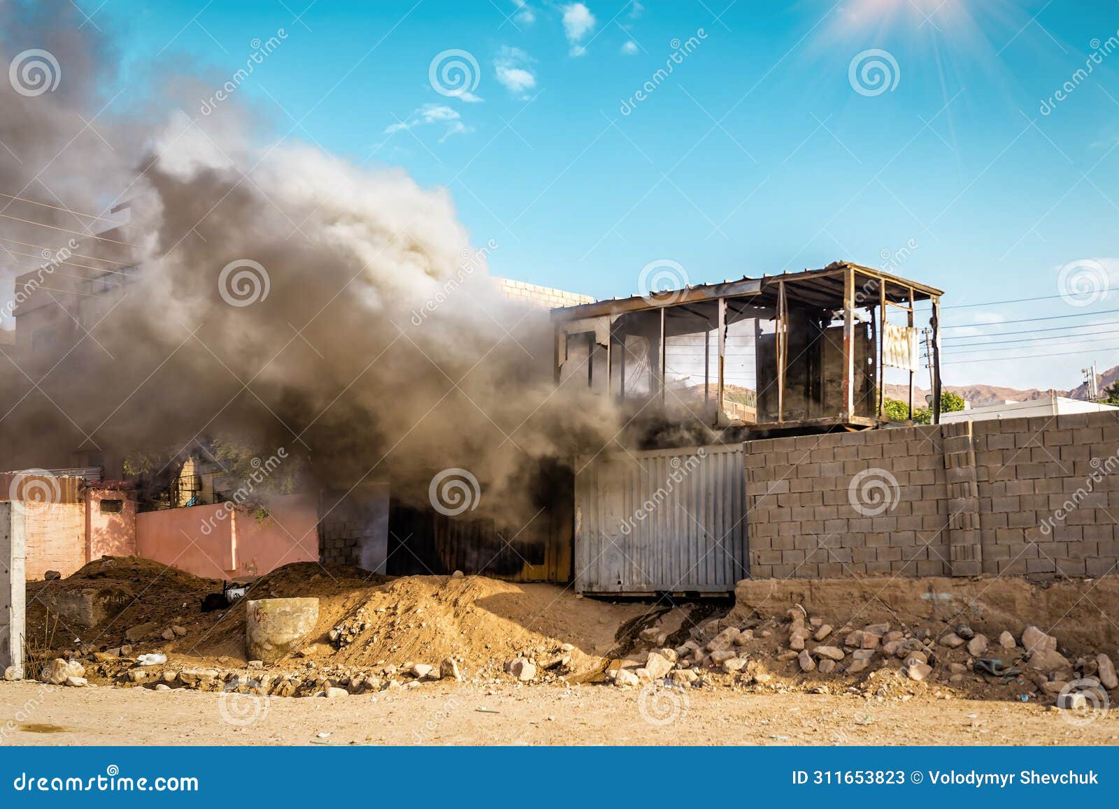 Smoke after Explosion, War in the Middle East Stock Image - Image of ...