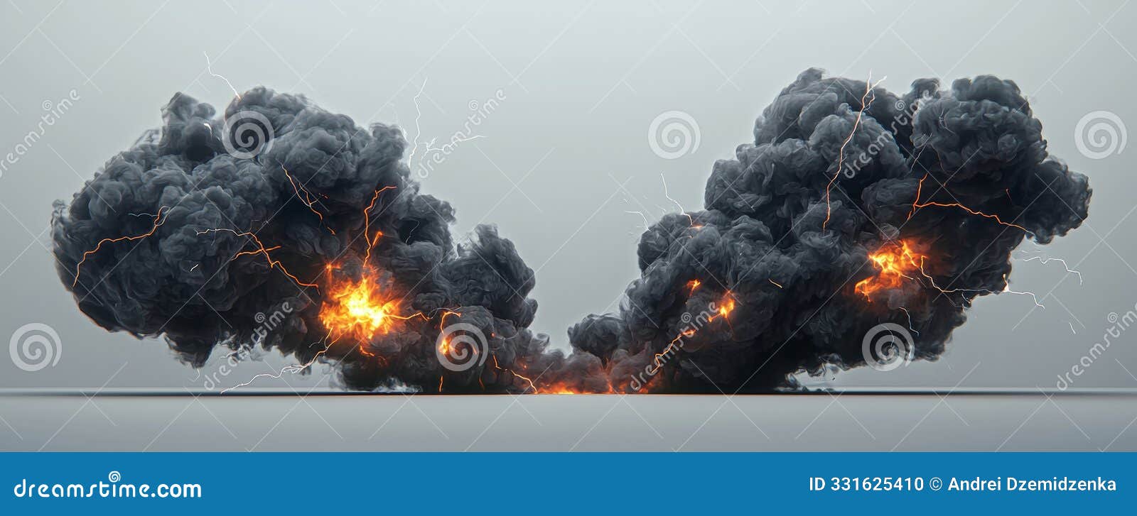 Smoke Explosions with Lightning Isolated Over a Transparent Background ...