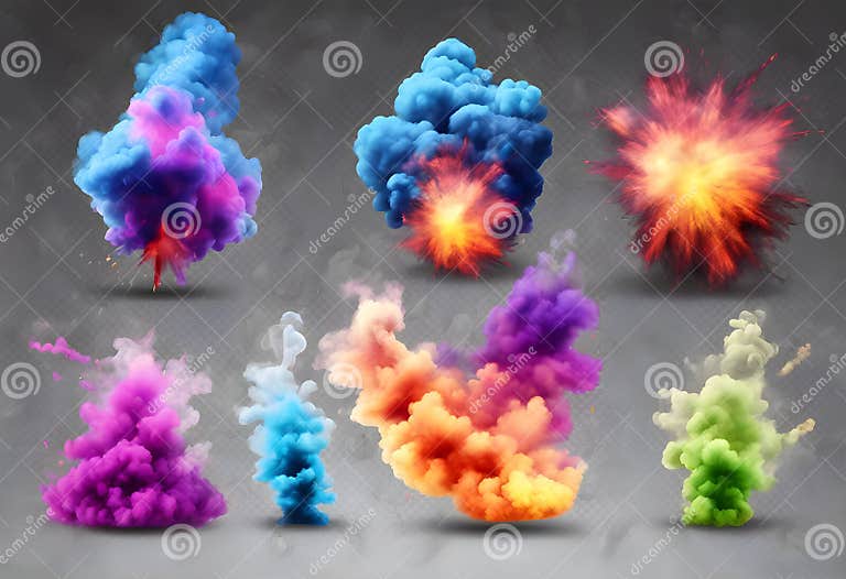 Smoke Explosions on a Plain Background Stock Illustration ...