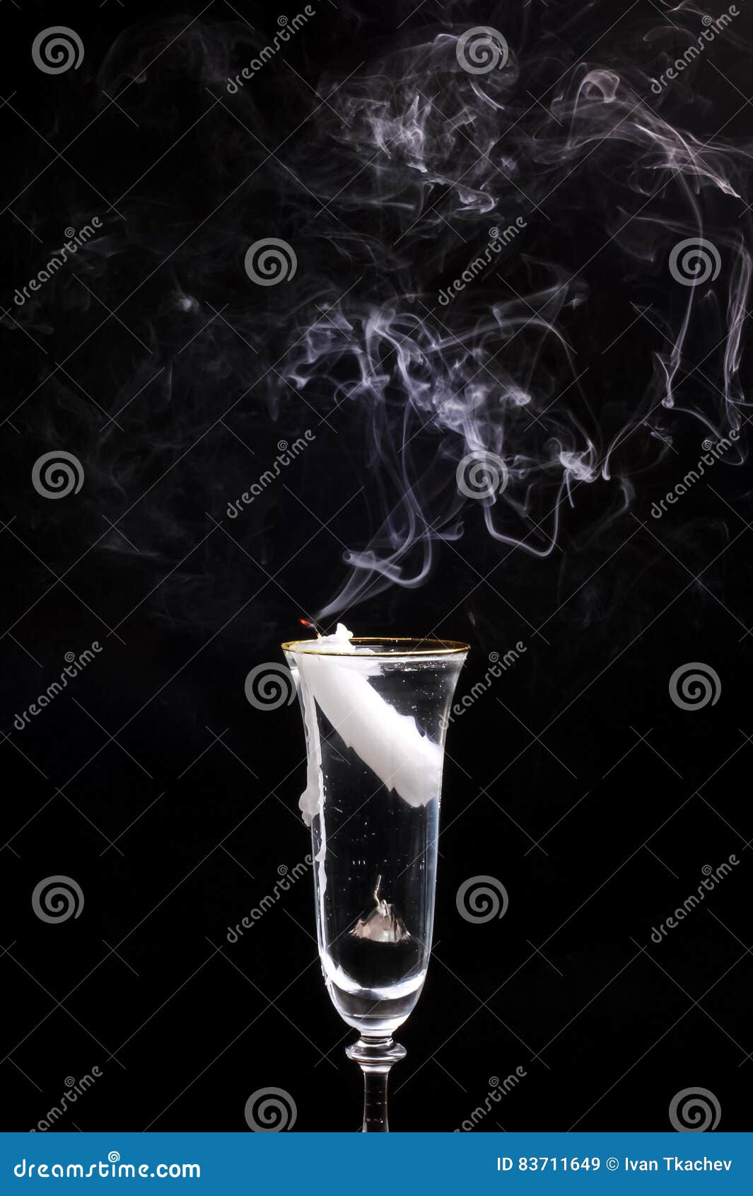 The Smoke from the Extinguished Candle in the Glass with a Transparent ...