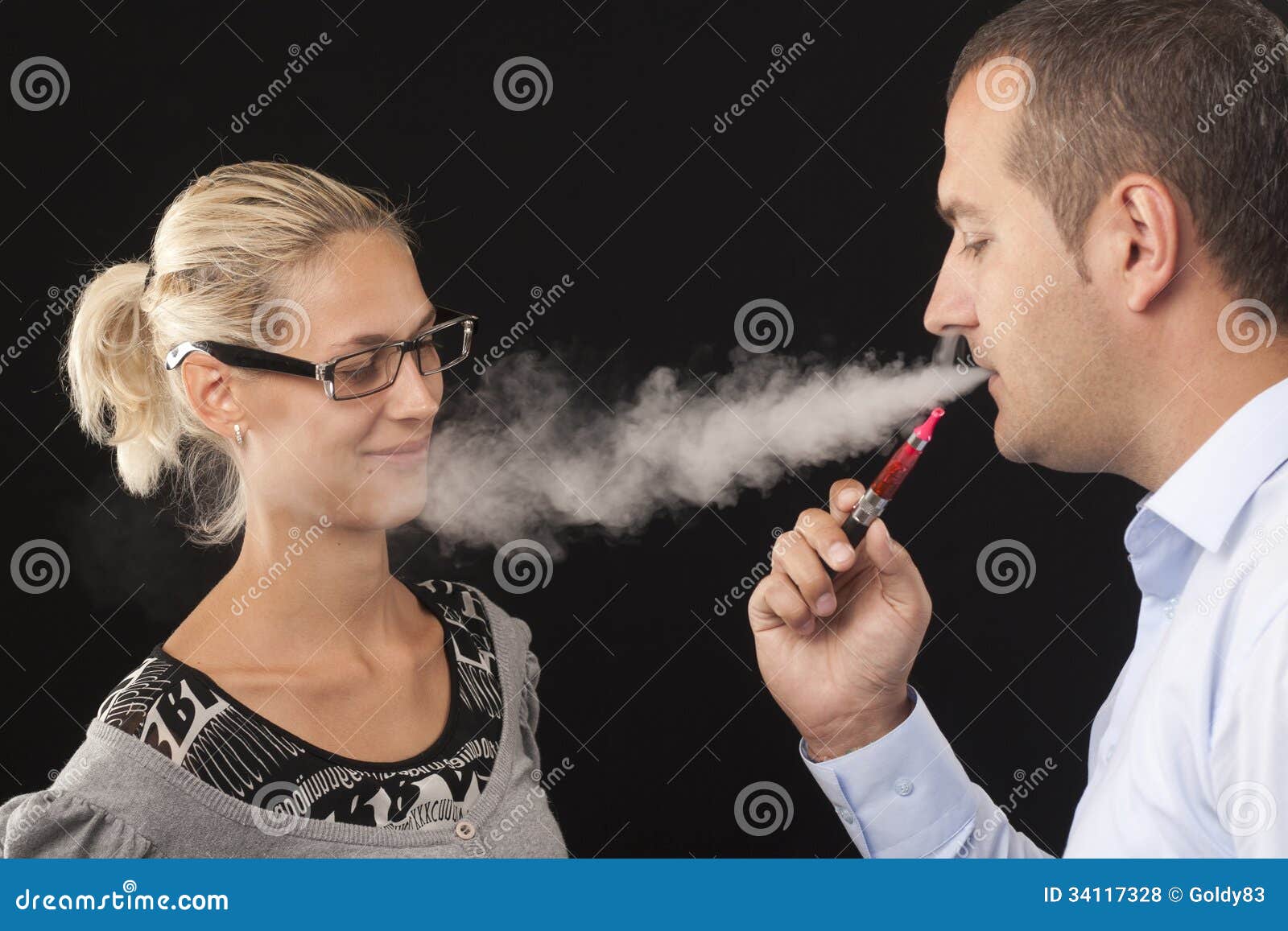 Smoke in the face stock photo. Image of male, female - 34117328