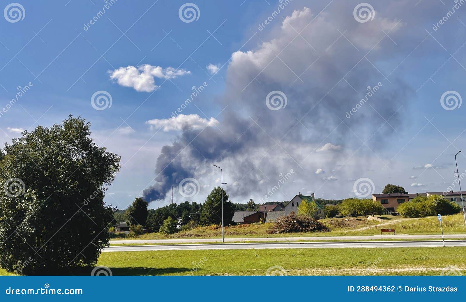 Smoke Fire on a Countryside Stock Photo - Image of landscape ...