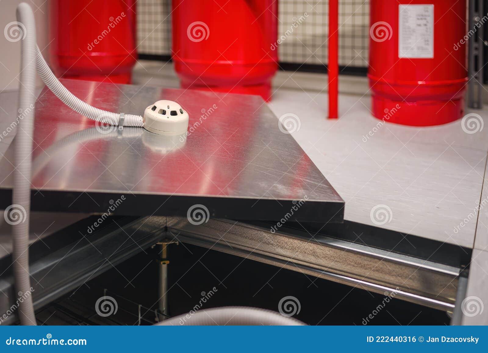 Smoke and Fire Detector Built into the Floor Connected To Clean Agent ...