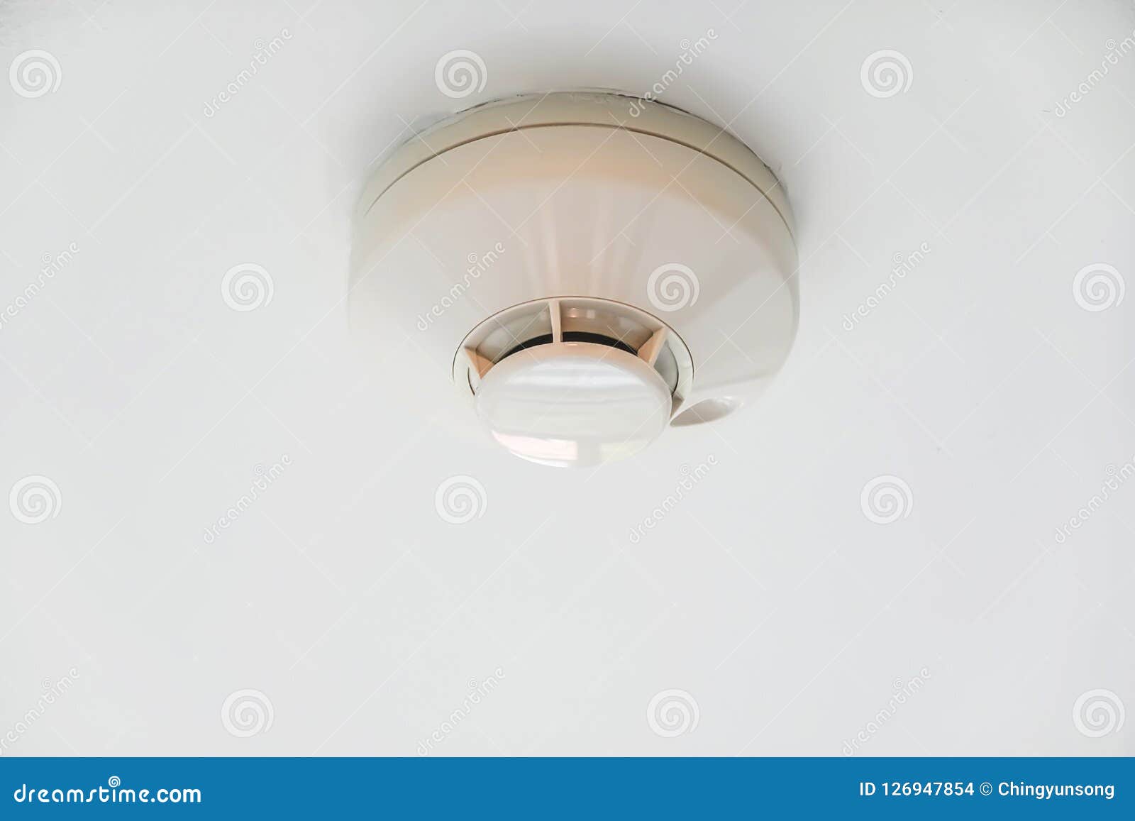 Smoke Fire Detector Mounted on Roof Stock Photo - Image of emergency ...