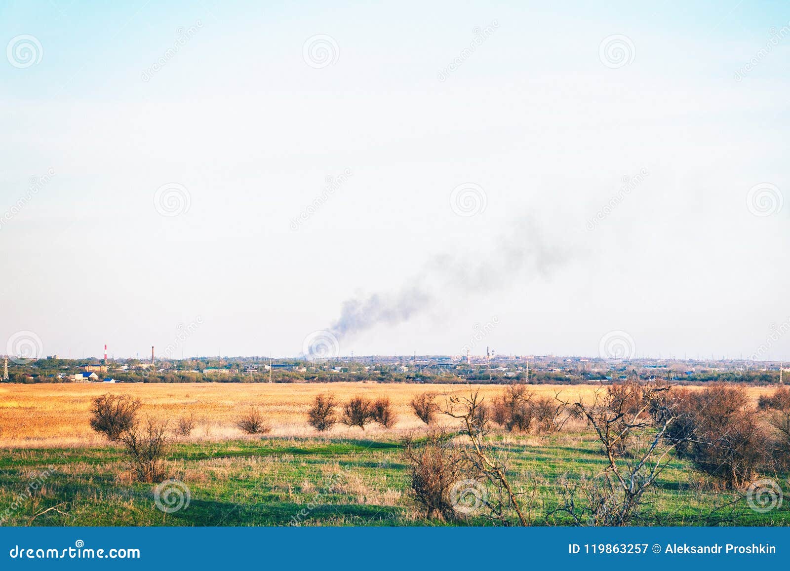 Smoke from a Fire in Distance Stock Image - Image of accident, danger ...
