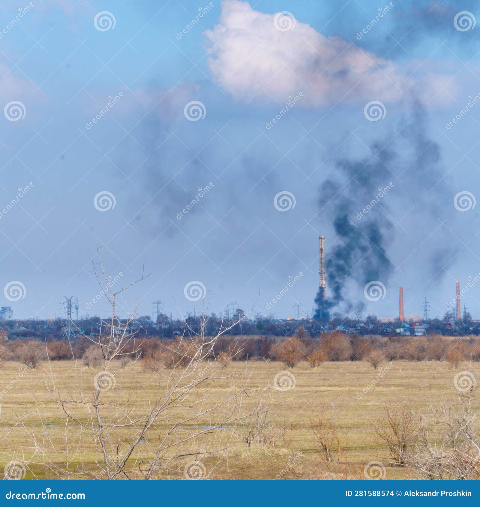 Smoke from a Fire in the Distance Behind Field Stock Photo - Image of ...