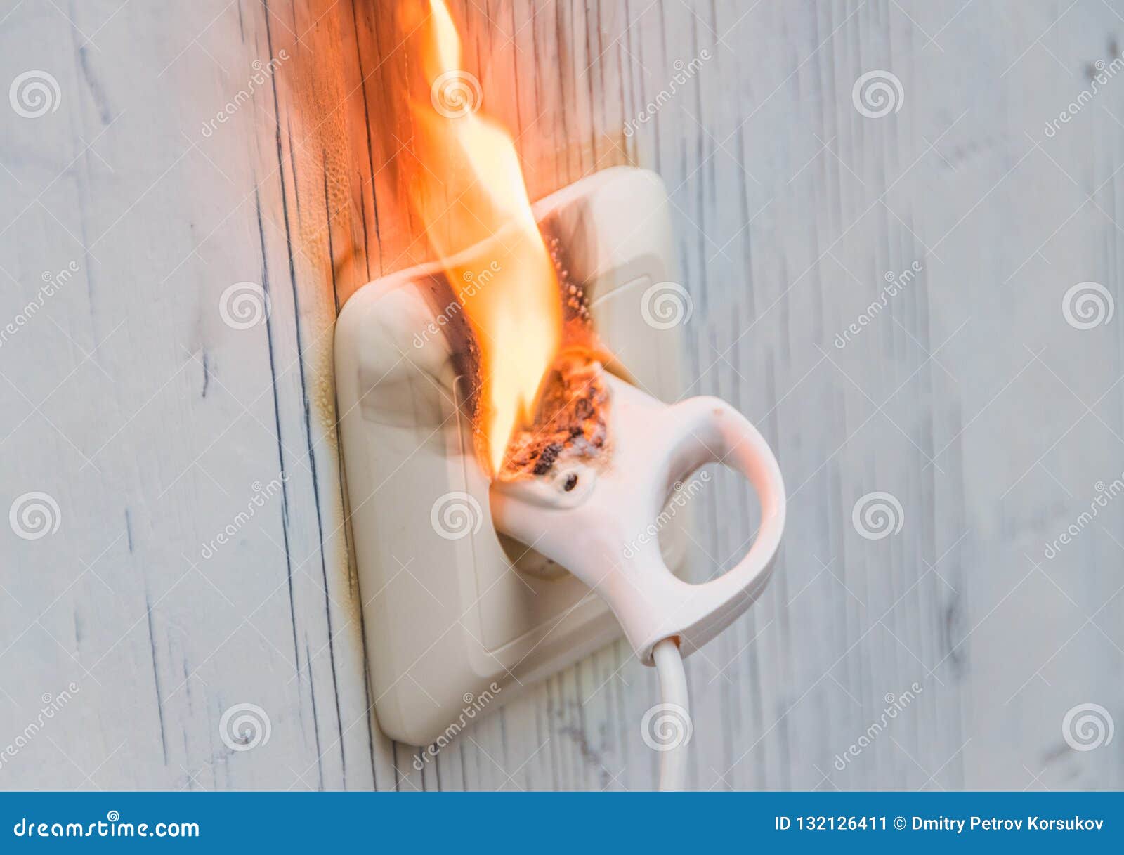 The Smoke, Fire Occurred, Short Circuit Wall Socket Stock Image - Image ...