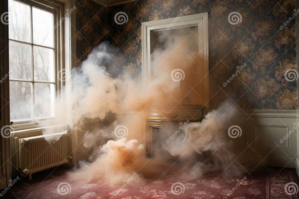 Smoke from a Fireplace Escaping through a Window Stock Illustration ...