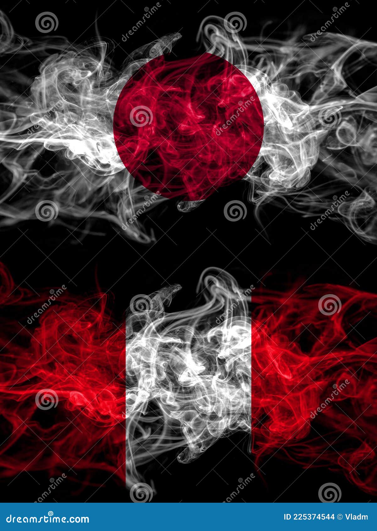Smoke Flags of Japan, Japanese and Peru, Peruvian Stock Illustration ...