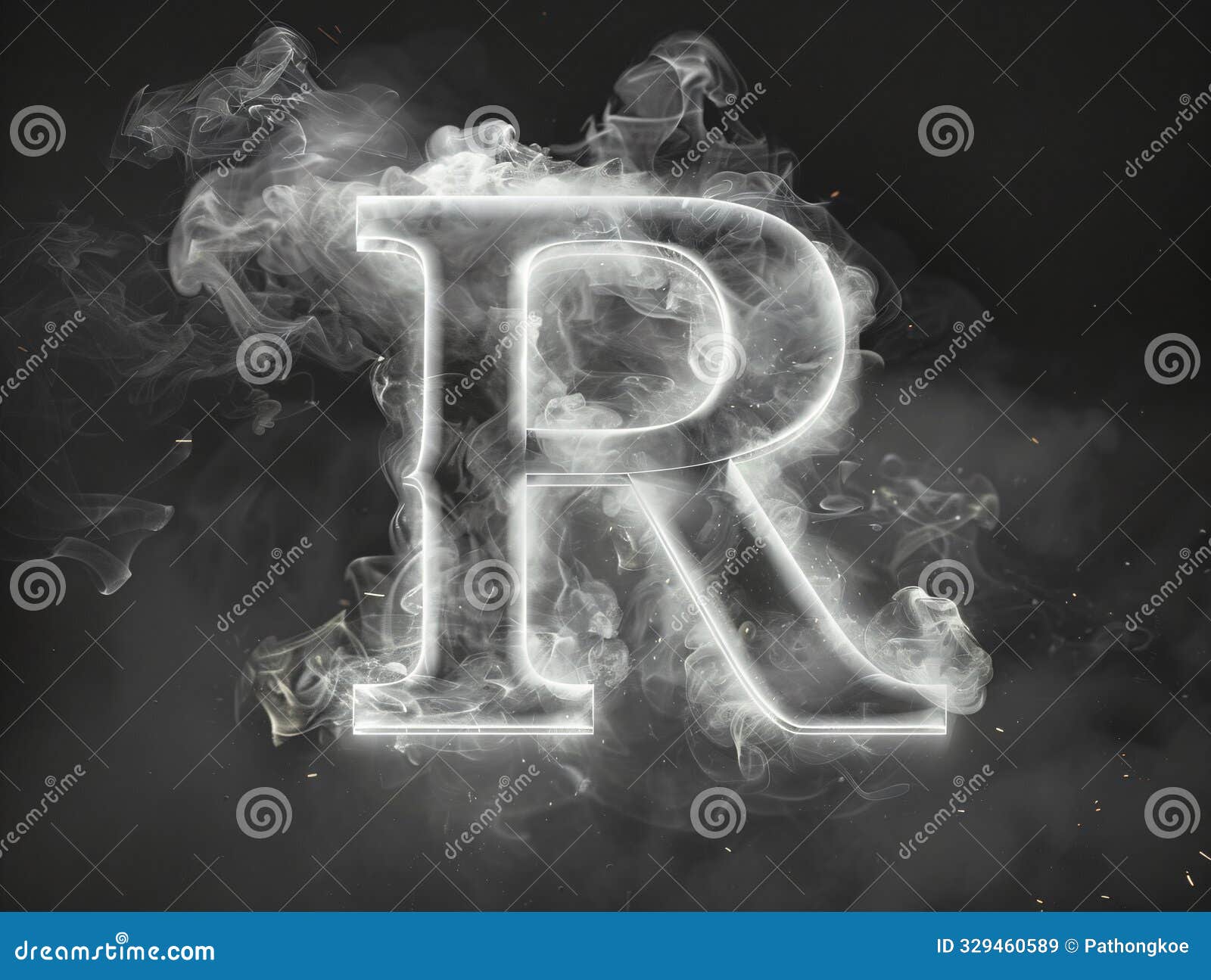 Smoke Font. Letter R, Smoke Effect Gray Alphabet on Black Background ...
