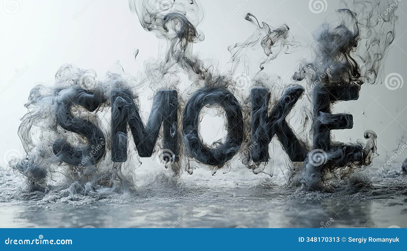 Smoke Forming the Word SMOKE on a White Background with Swirling ...