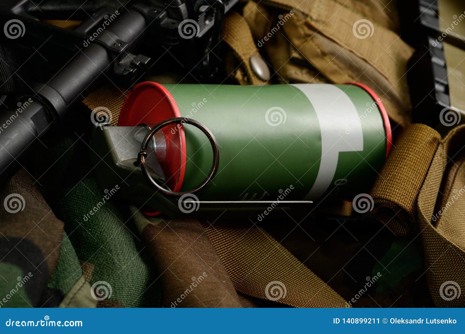 Smoke Grenade with Military Equipment Stock Image - Image of metal ...