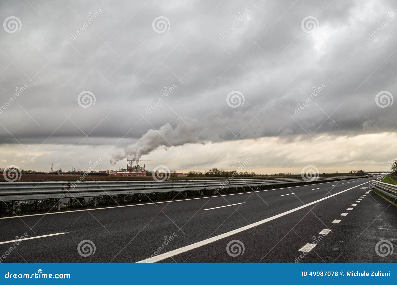 Smoke from an Industry on the Highway Stock Photo - Image of ...
