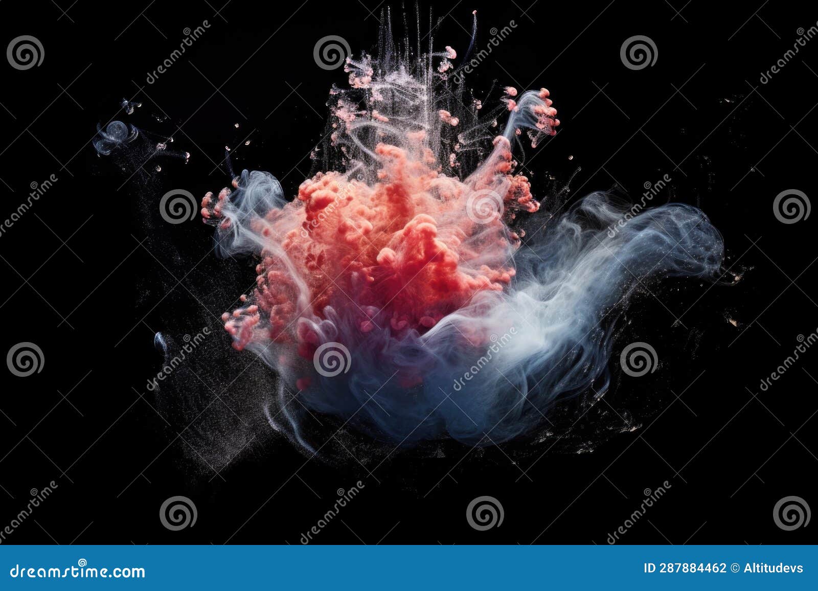Smoke Interacting with Floating Water Droplets in Space Stock ...