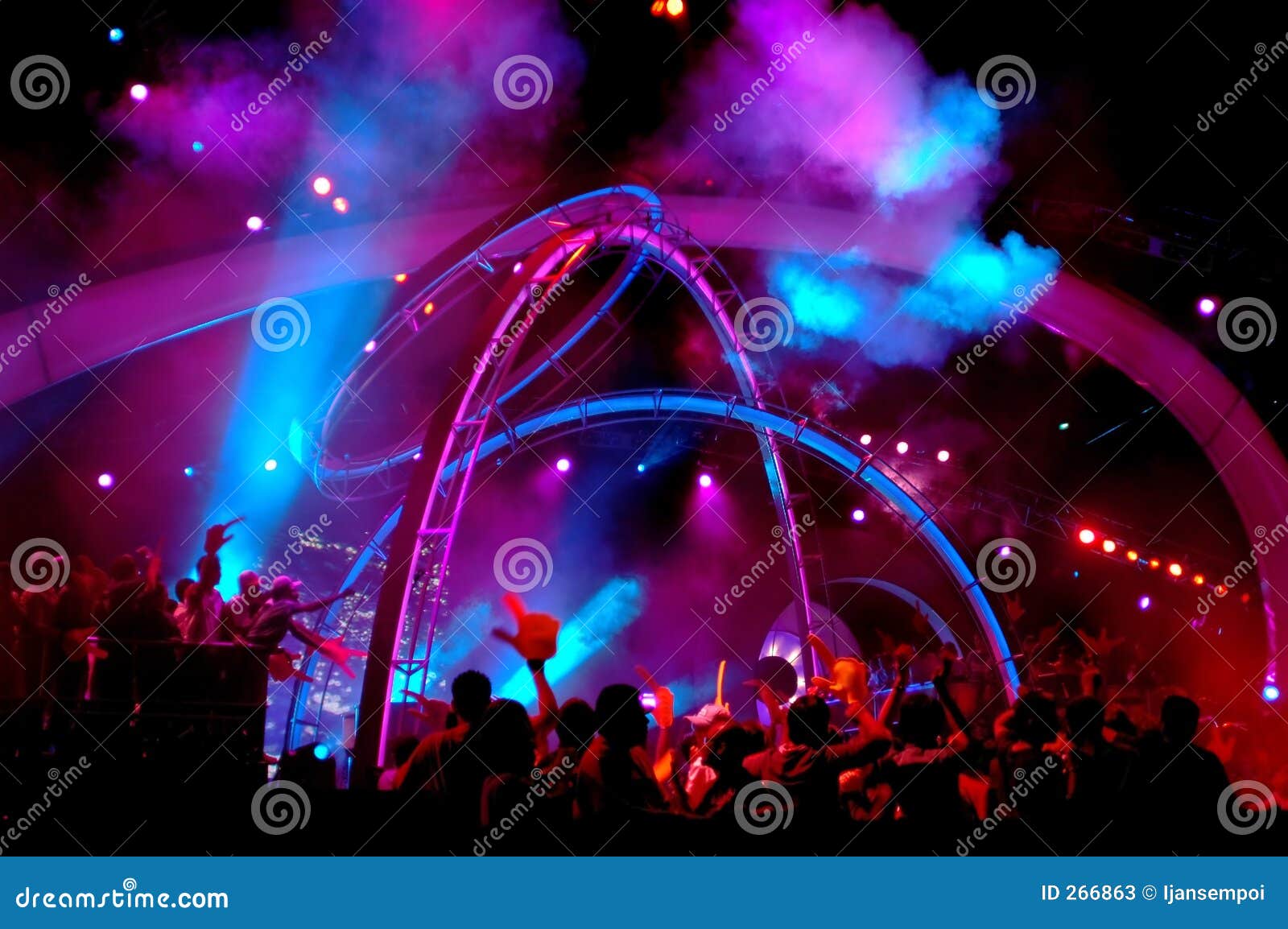 Smoke and lighting stage stock image. Image of lighting - 266863