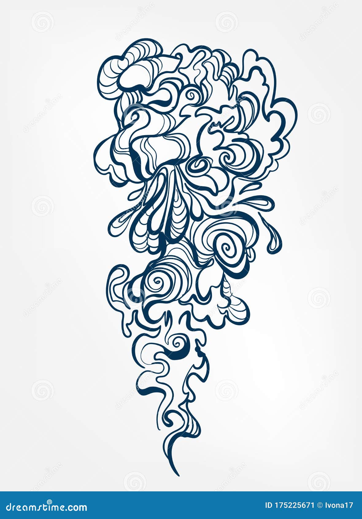 Smoke Line Art Sketch Outline Isolated Design Element Cosmetics Vector ...