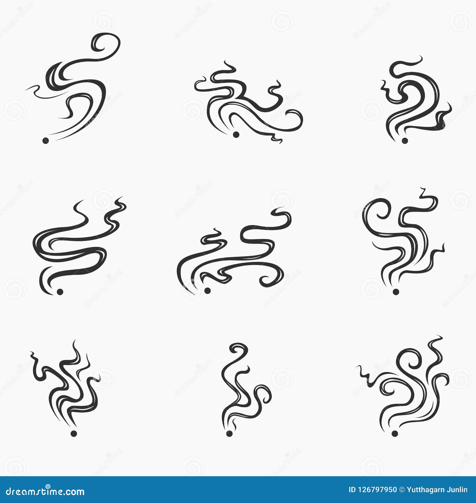 Smoke Line Icon - Vector stock vector. Illustration of scroll - 126797950