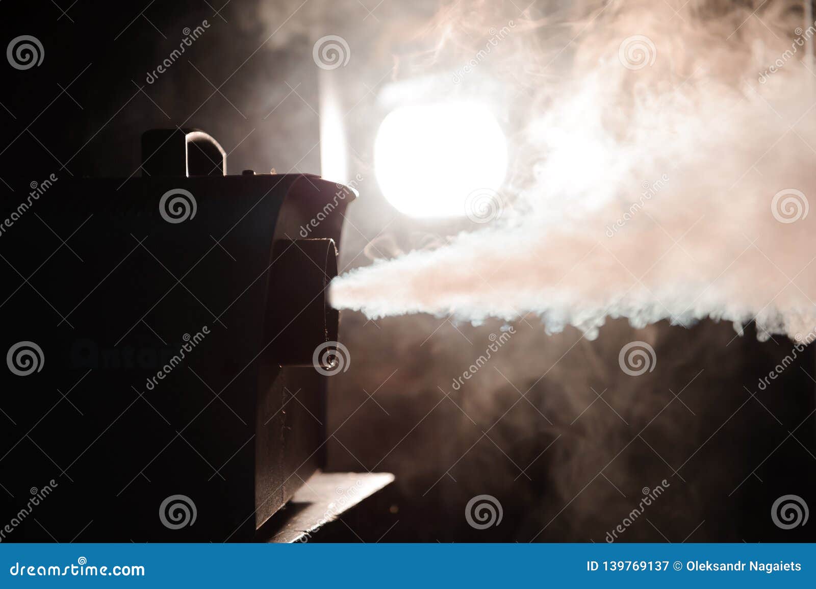 Smoke Machine in Action. Smoke in the Dark. Stock Image - Image of burn ...