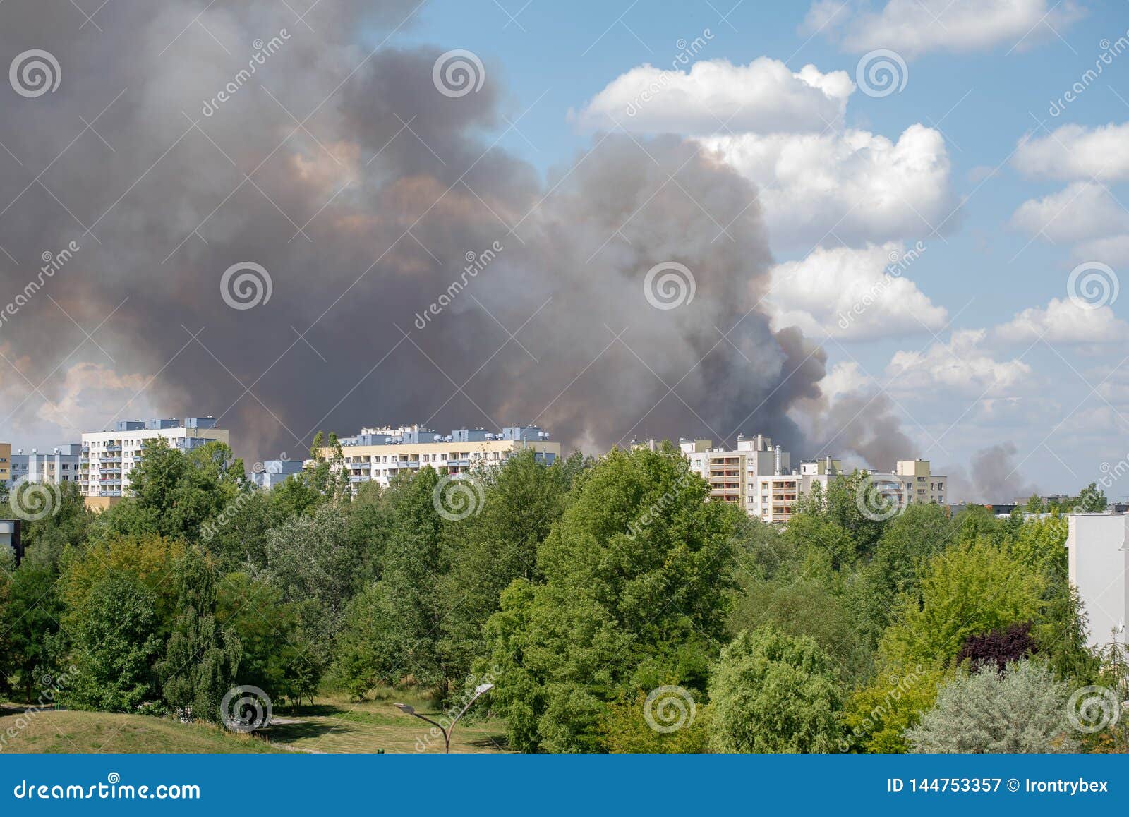 Smoke Over the City, Fire in the Metropolis Stock Image - Image of ...