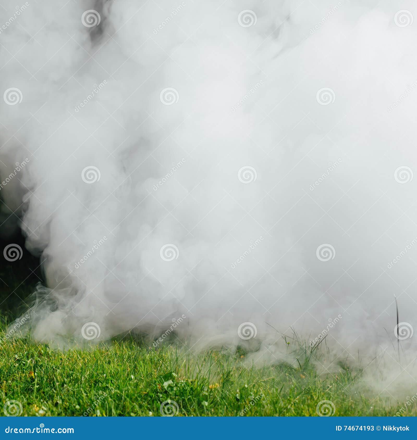 Smoke Over the Green Grass Lawn Stock Image - Image of abstract ...