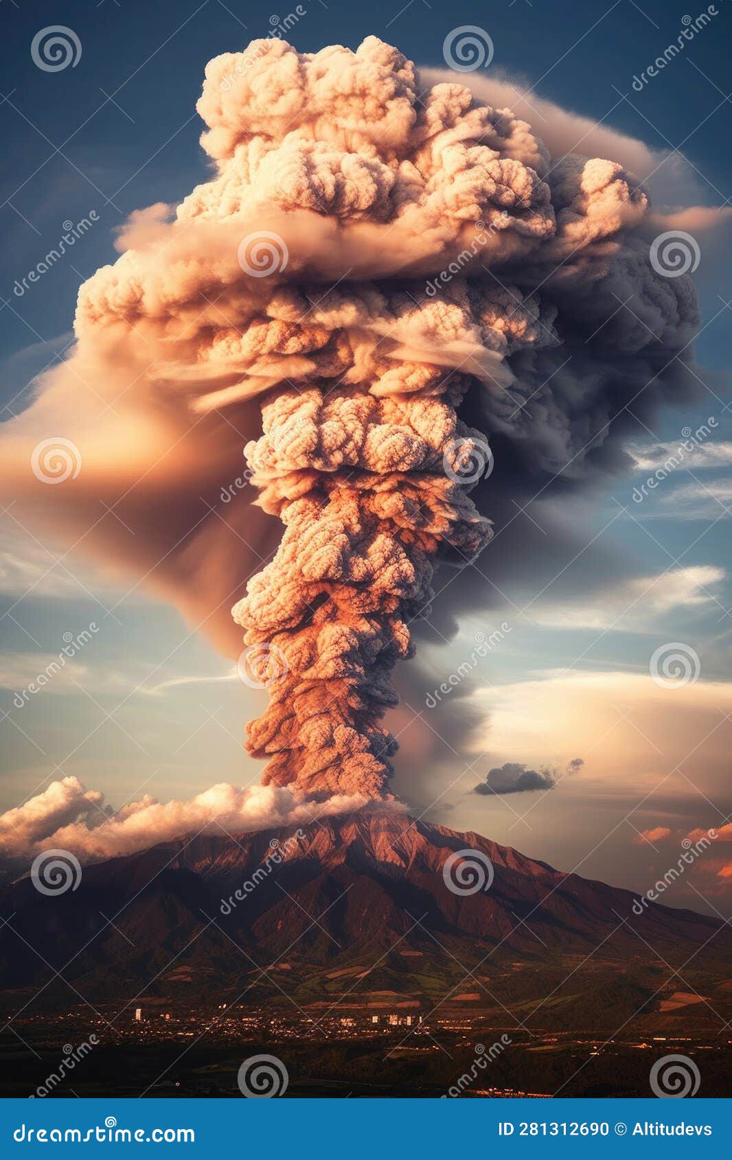 Smoke Plume from an Erupting Volcano Stock Illustration - Illustration ...