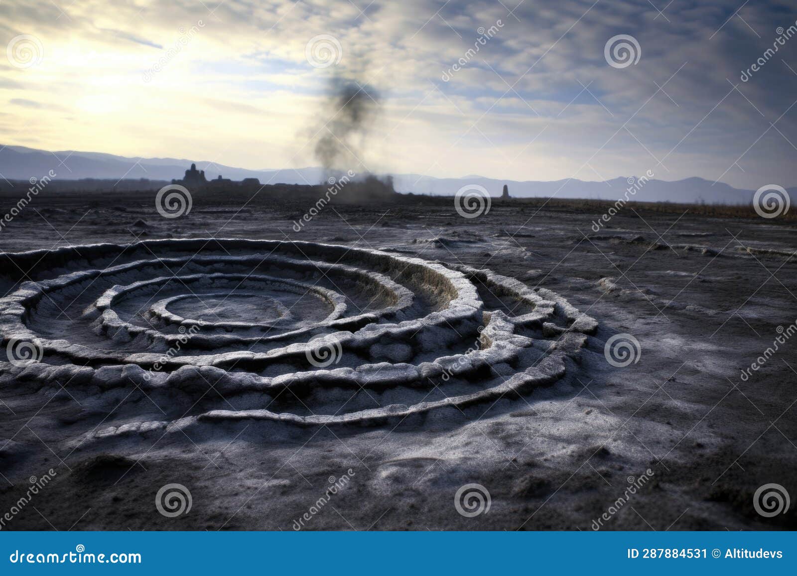 Smoke Rings Casting Shadows on Volcanic Ash-covered Ground Stock Image ...