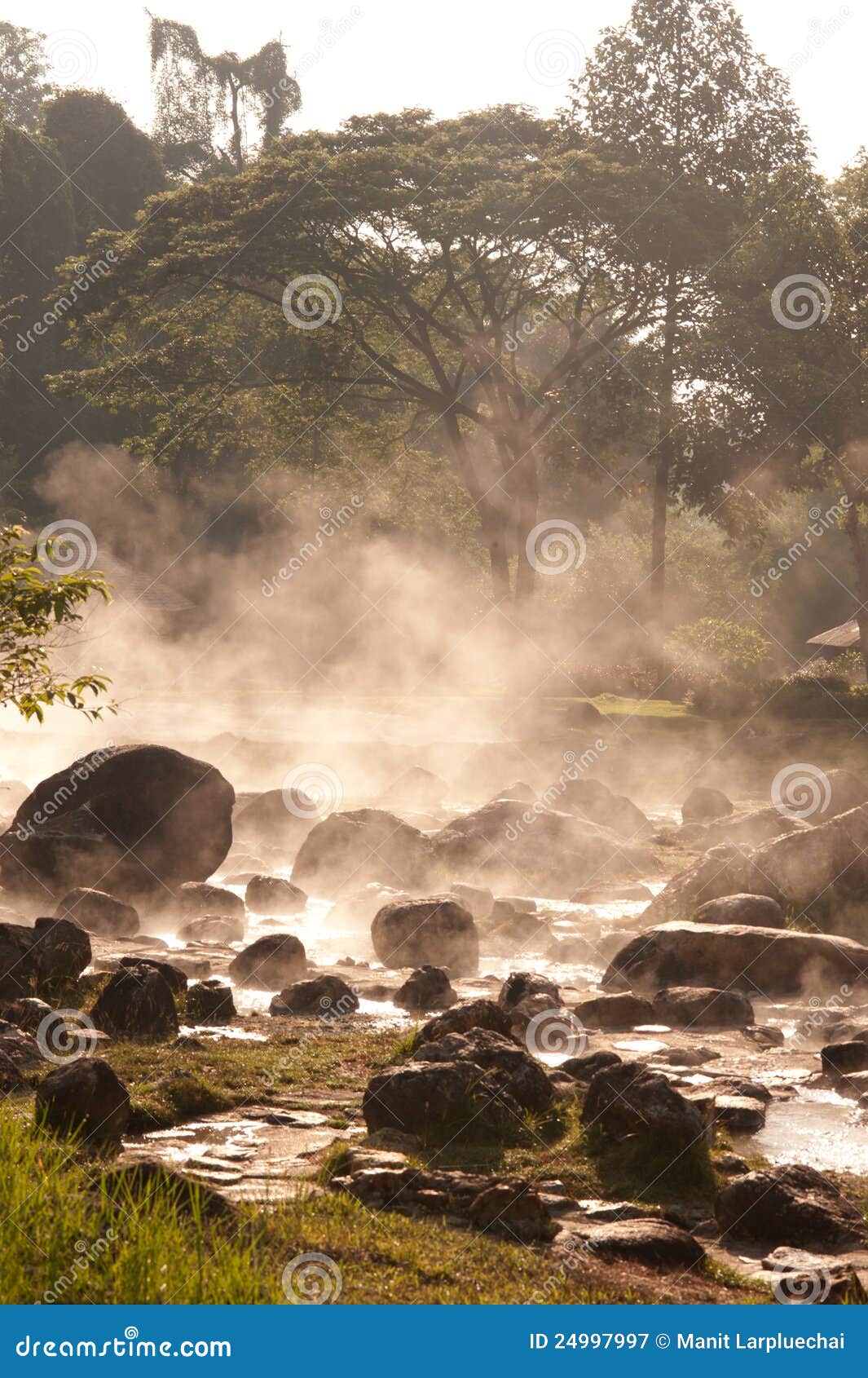 Smoke Rising from Hot Springs . Stock Image - Image of lampang ...