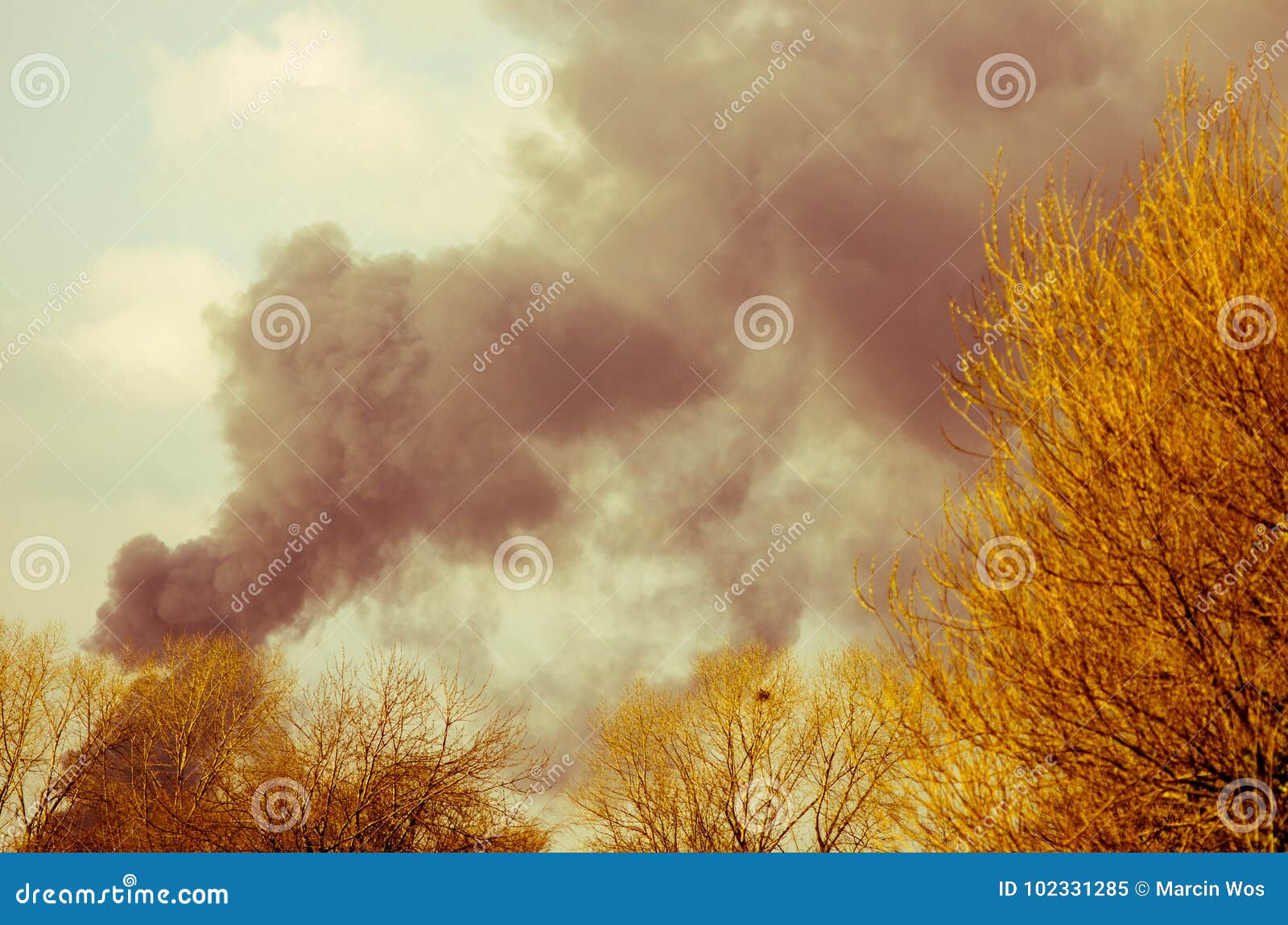 Smoke Rising into the Sky, Manchester England Stock Image - Image of ...