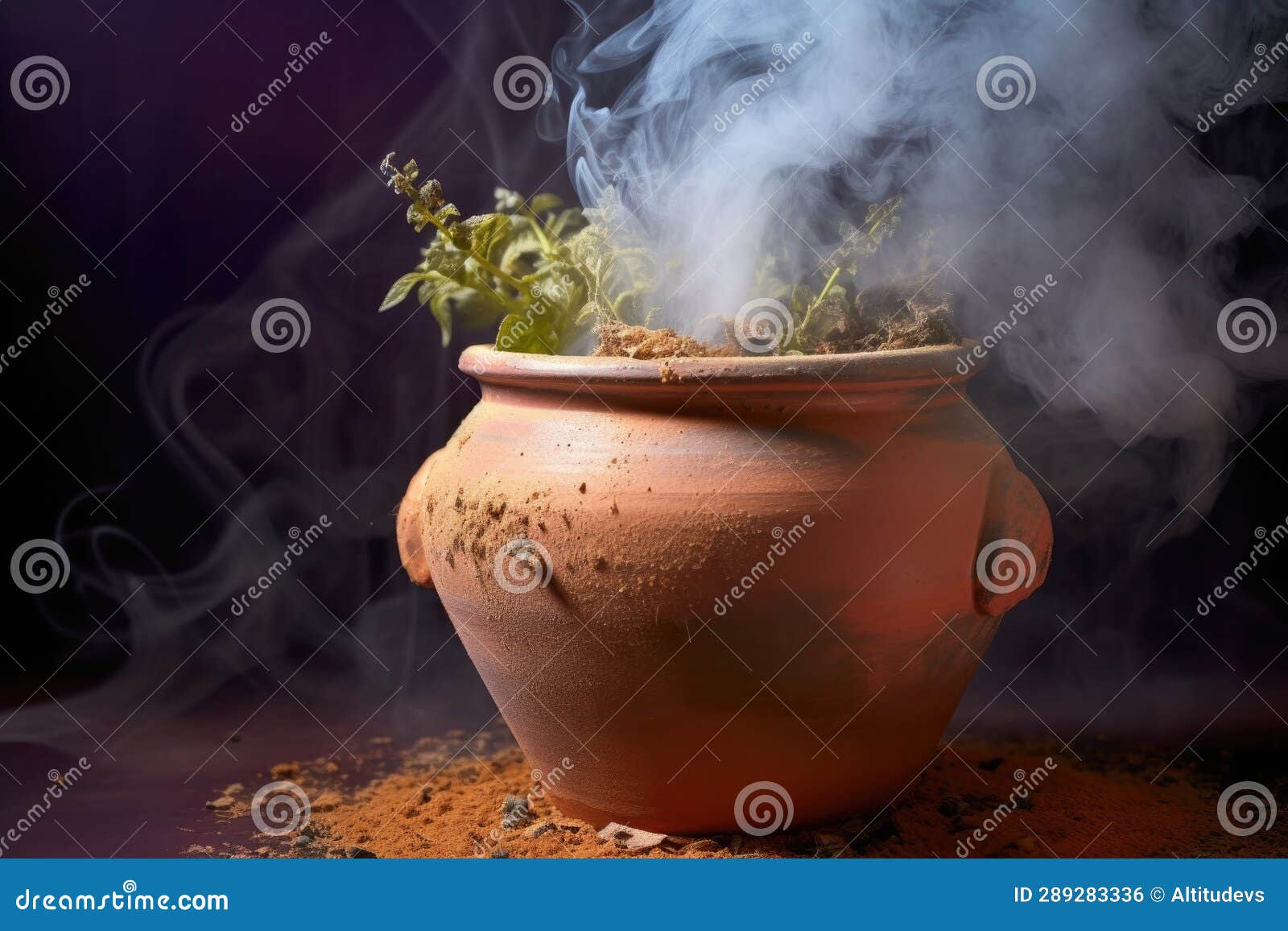Smoke Seeping through the Lid of the Terracotta Pot Stock Photo - Image ...